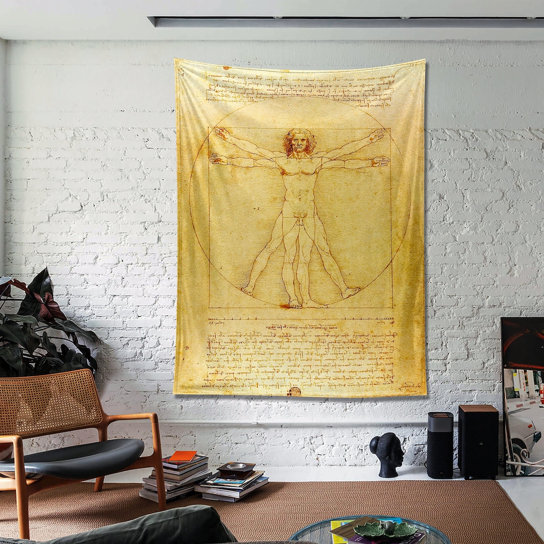 Vitruve Luc Viatour Leonardo Da Vinci, Vitruvian Man Tapestry - Etsy