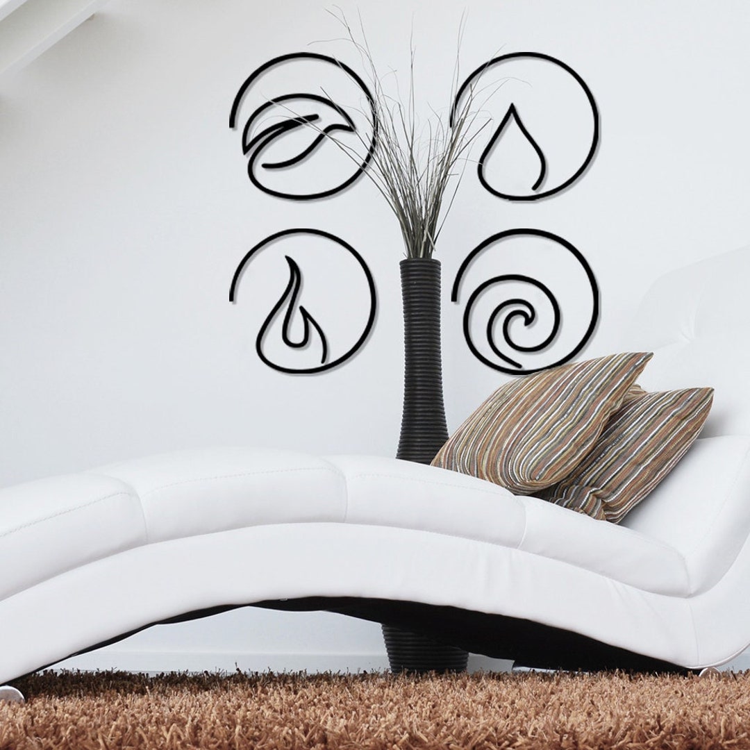One Line Four Elements Art, 4 Elements Metal Wall Decor, Housewarming ...