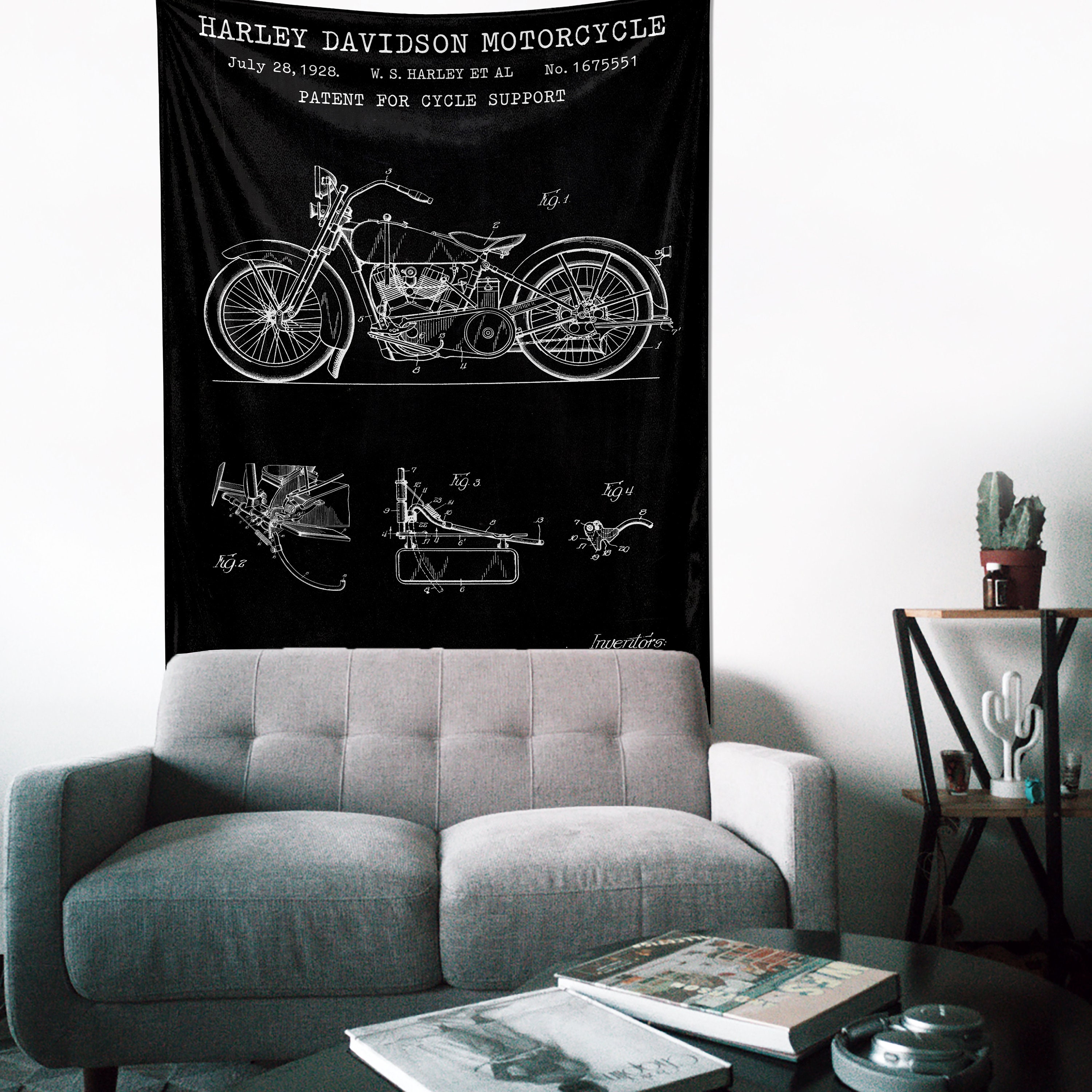 Harley Davidson Motorcycle Patent Wall Art Motorcycle Etsy