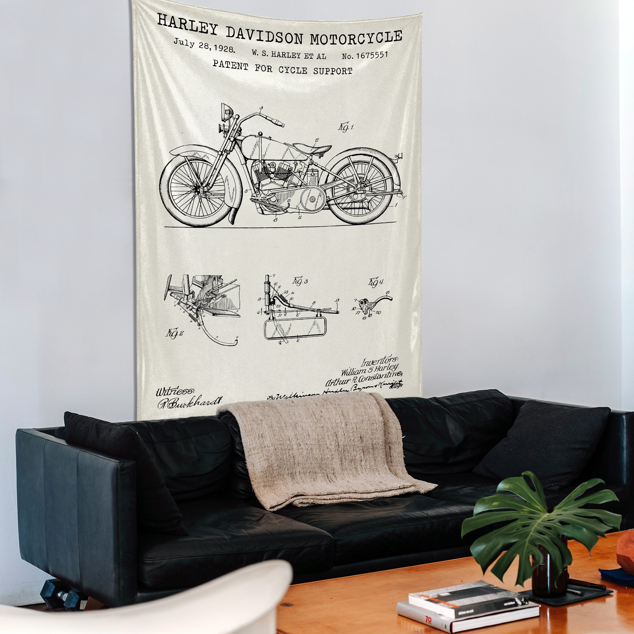 Harley Davidson Motorcycle Patent Wall Art Motorcycle Etsy