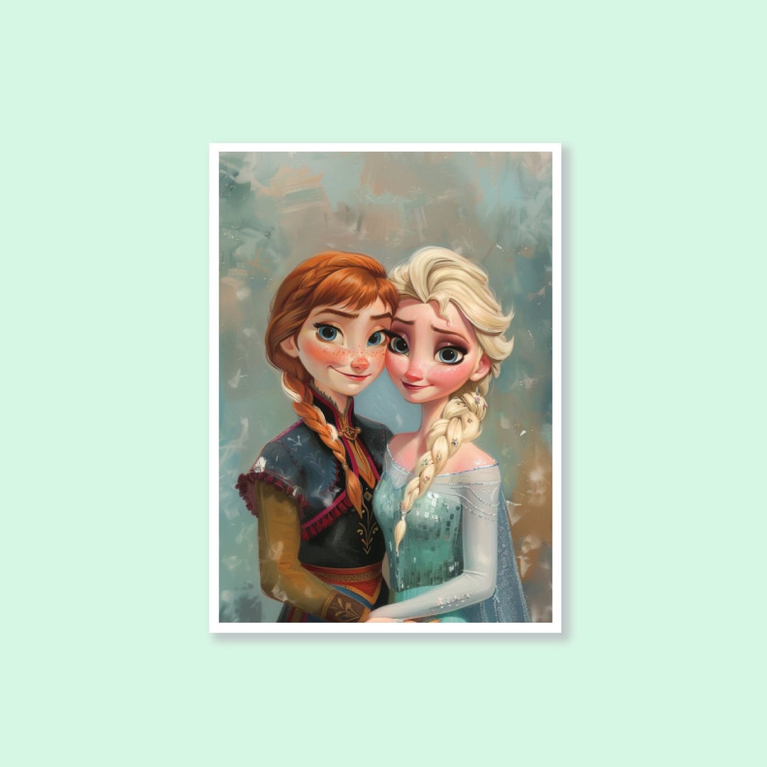Disney Inspired Frozen Print, Anna and Elsa, Disney Princess Print ...