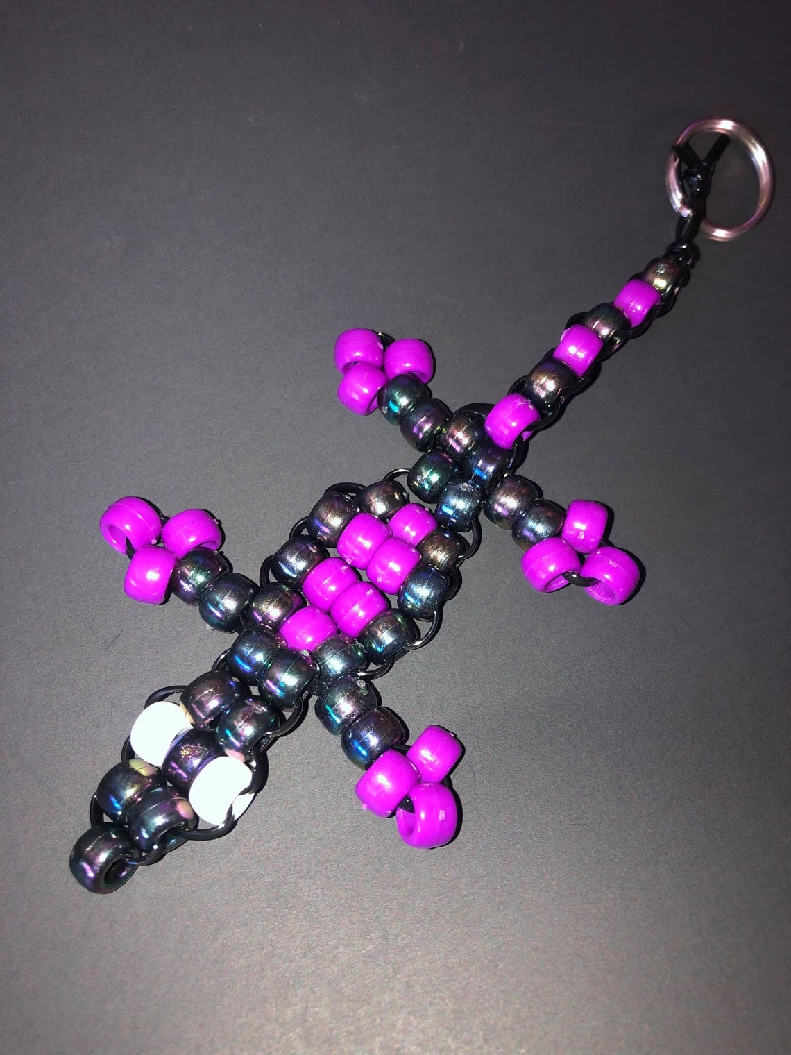 Oil-slick/berry Kandi Lizard Keychain | Etsy