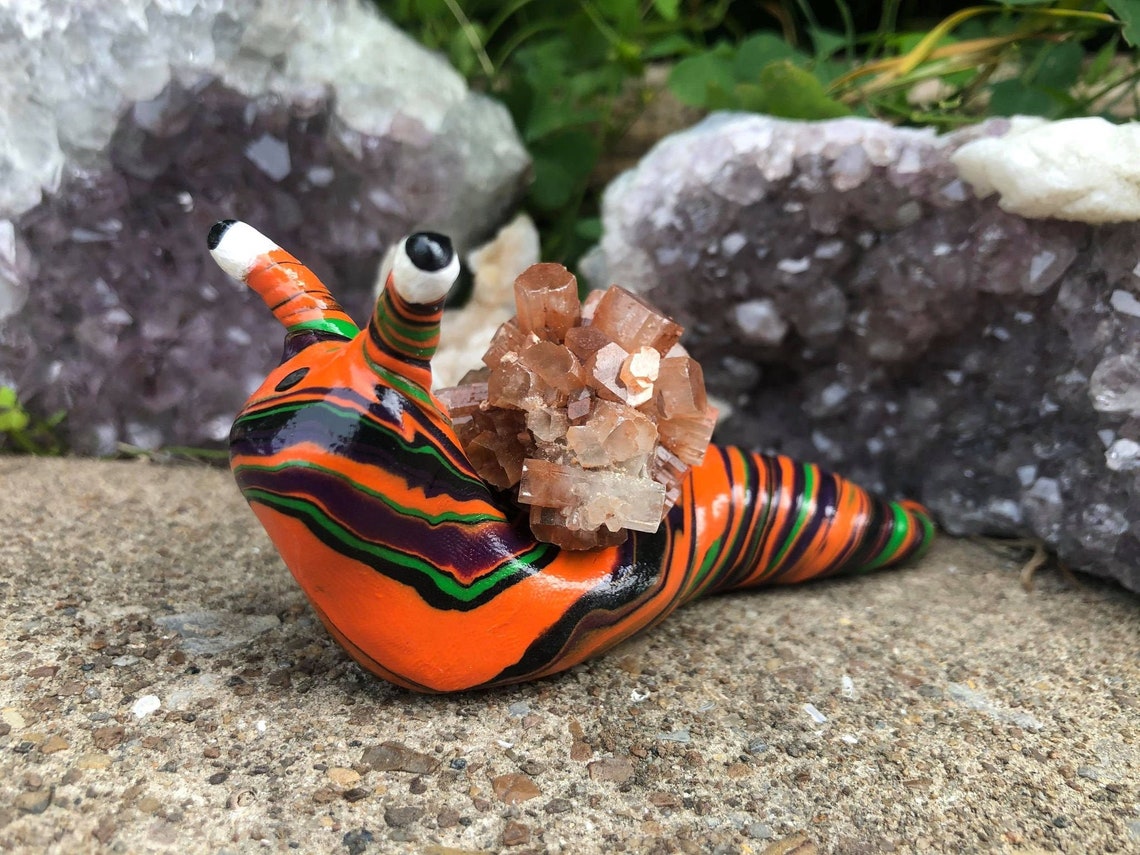 Spooky Clay Snail Crystal Holder | Etsy