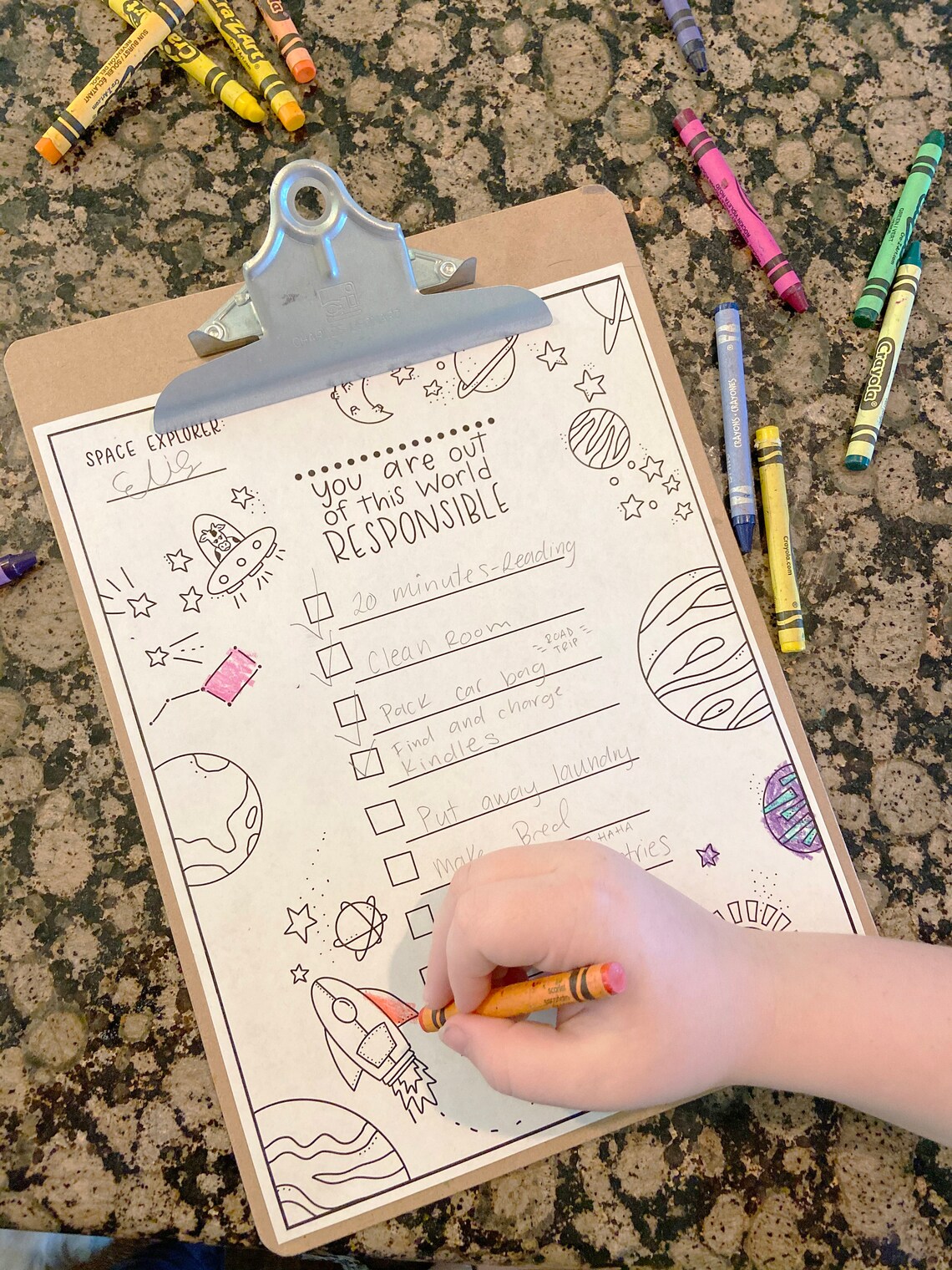 Kids to Do List Printable Kids Chore List Space Coloring | Etsy