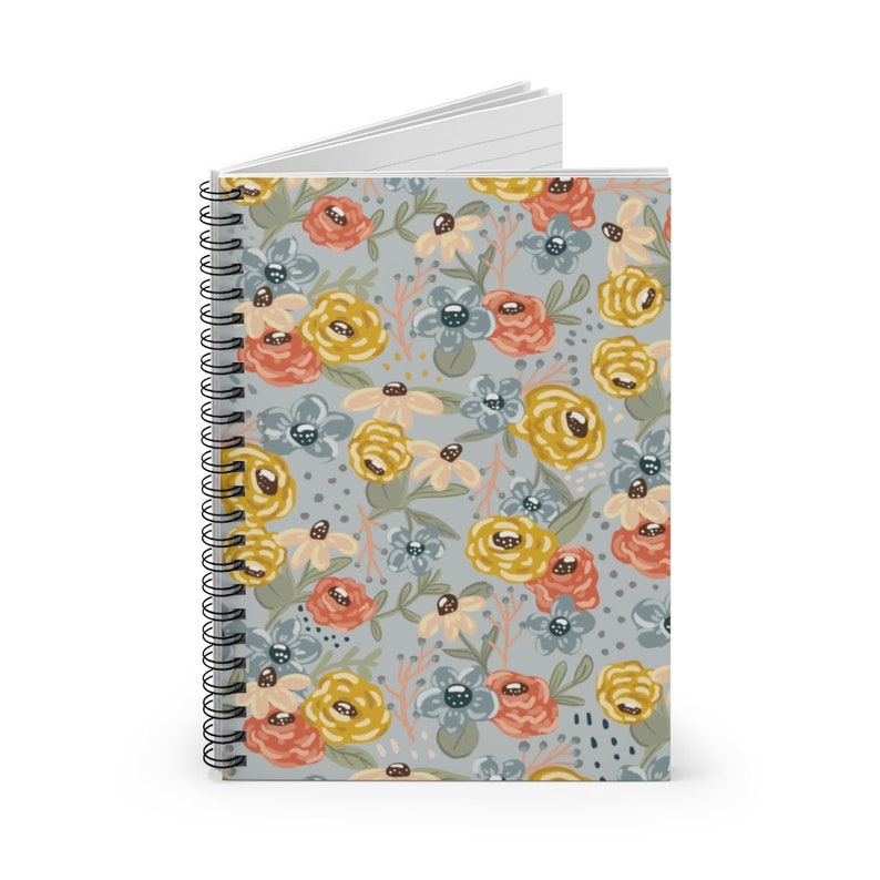 Floral Spiral Notebook - Lined Paper, Flower Notebook, Cute Journals ...