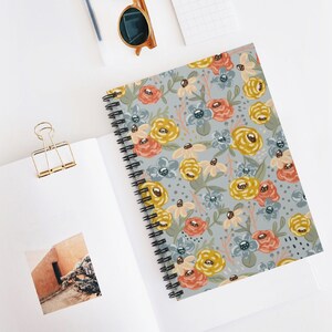 Floral Spiral Notebook - Lined Paper, Flower Notebook, Cute Journals ...