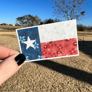 Texas Flag Sticker, Texas Floral Flag Sticker, Texas Pride Sticker ...