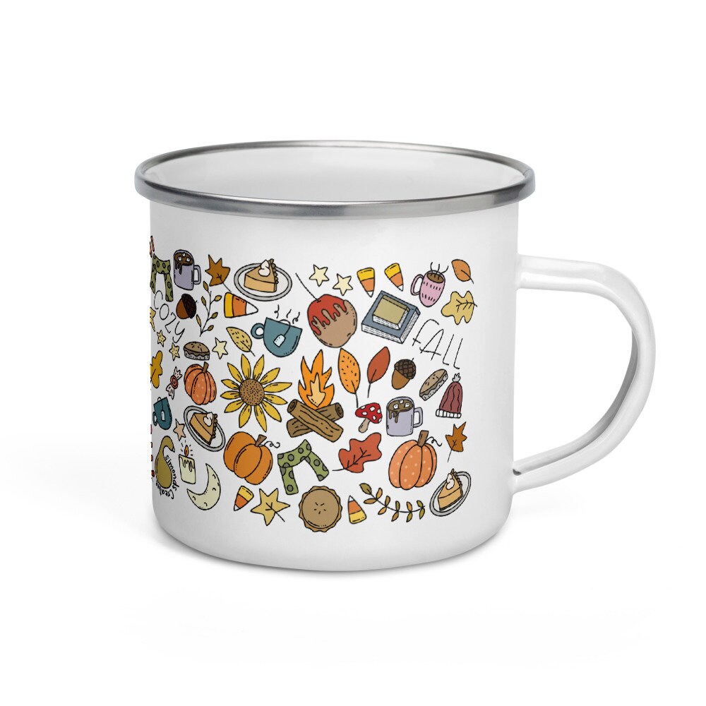 Fall Camping Mug, Enamel Mug, Autumn Mugs, Gifts for Her - Etsy