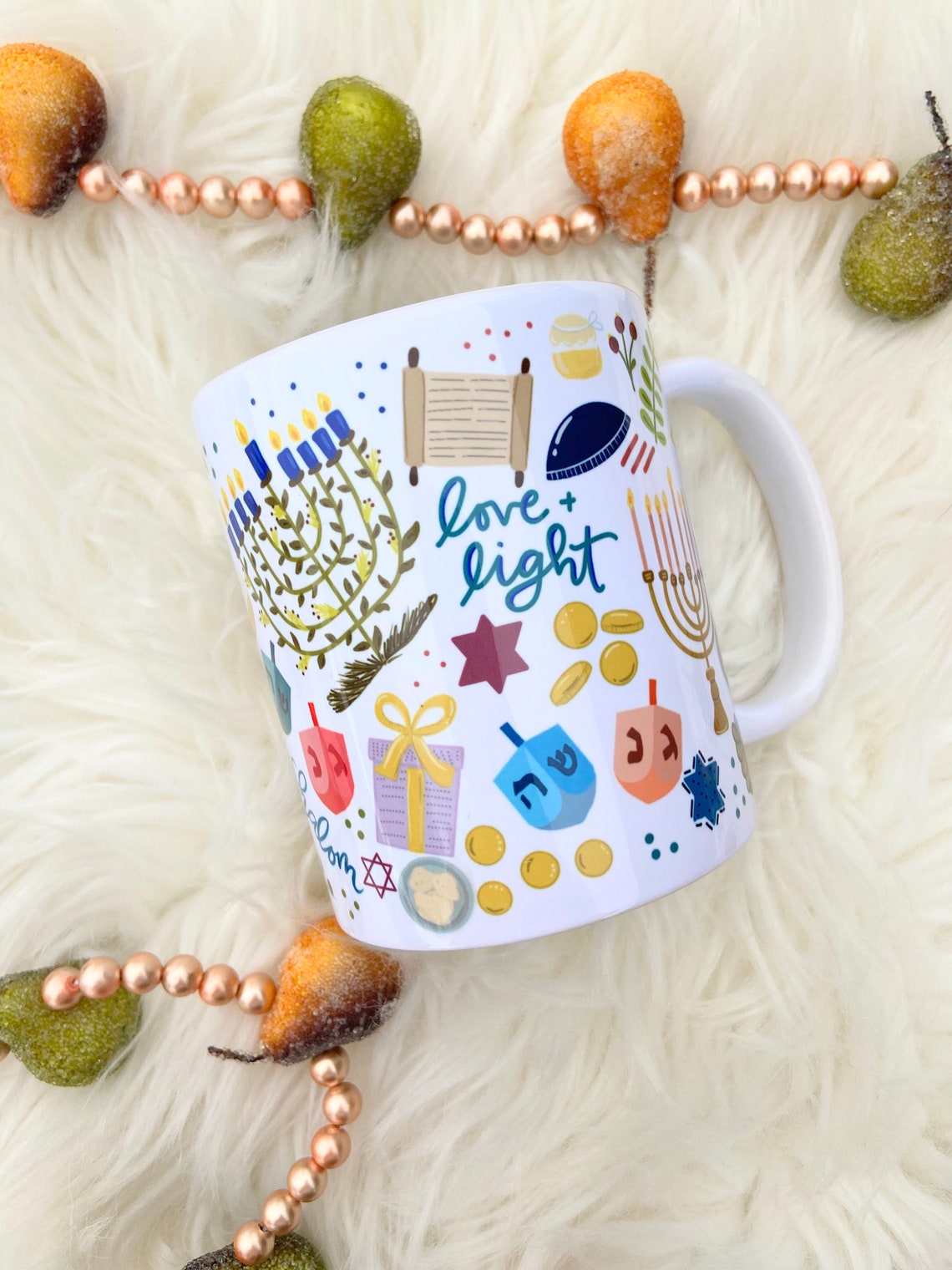 Hanukkah Mug, Happy Hanukkah, Hanukkah Gifts, Jewish Mug, Illustrated ...