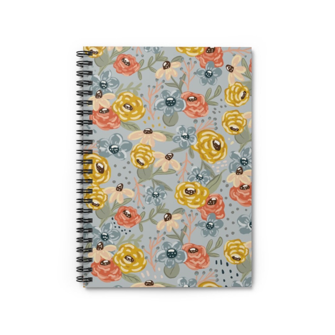 Floral Spiral Notebook Lined Paper Flower Notebook Cute - Etsy