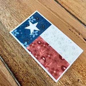 Texas Flag Sticker, Texas Floral Flag Sticker, Texas Pride Sticker ...
