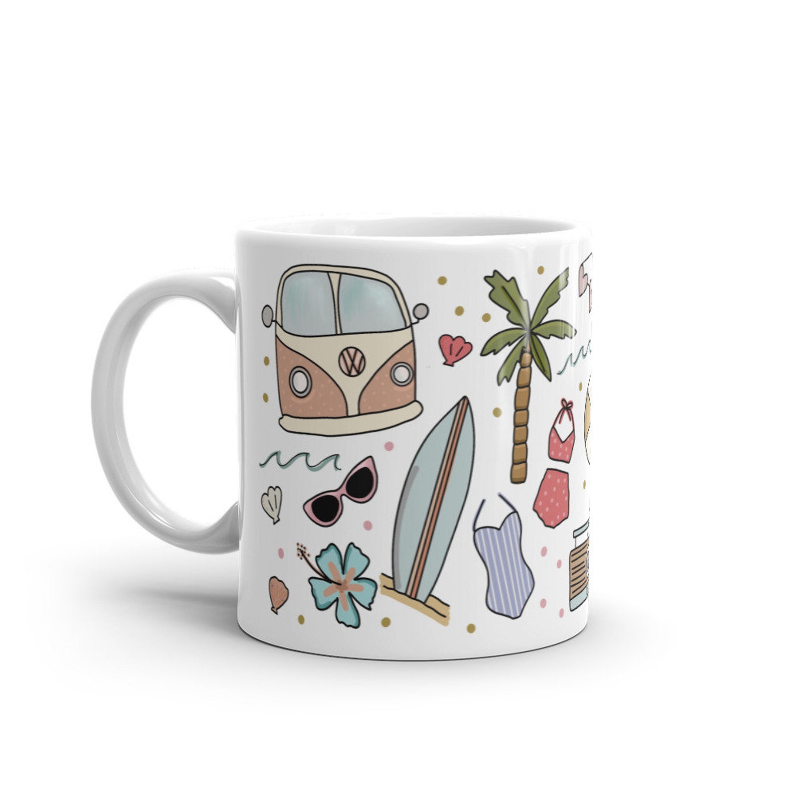 Retro Beach Mug, Beach Mug, Summer Mug, Beach House Gift, VW Bus - Etsy