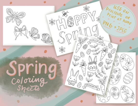 Spring Coloring Sheets Spring Coloring Coloring Sheets for - Etsy