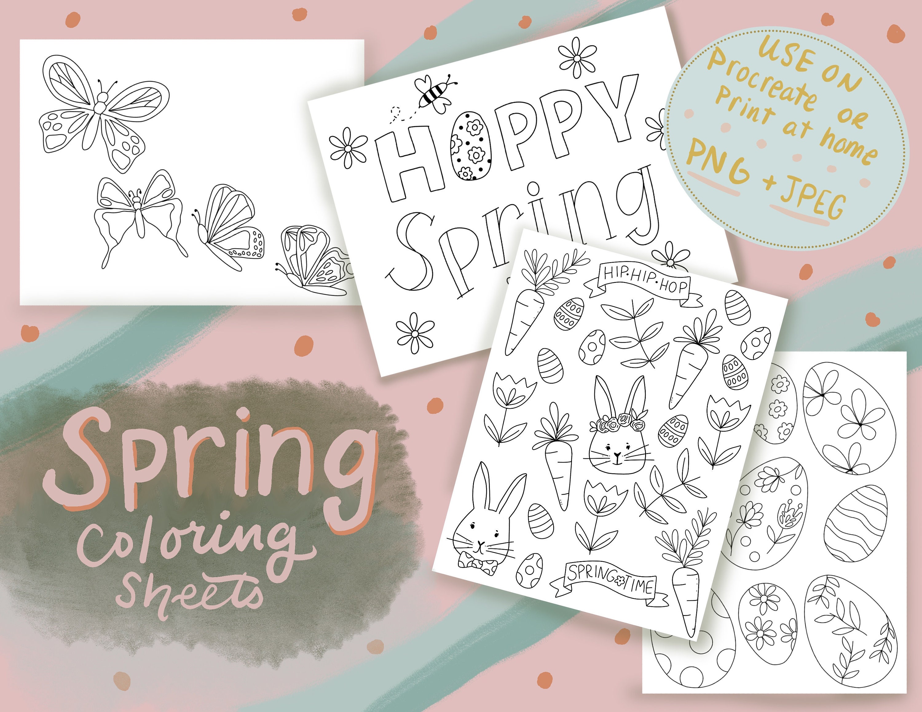Spring Coloring Sheets, Spring Coloring, Coloring Sheets for Kids, - Etsy