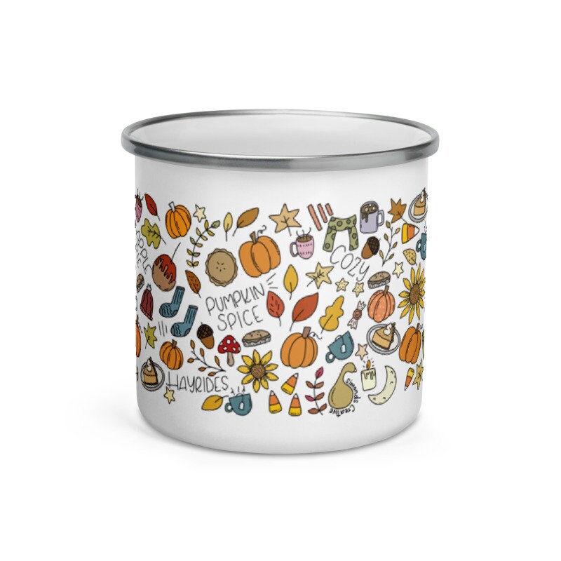 Fall Camping Mug, Enamel Mug, Autumn Mugs, Gifts for Her - Etsy