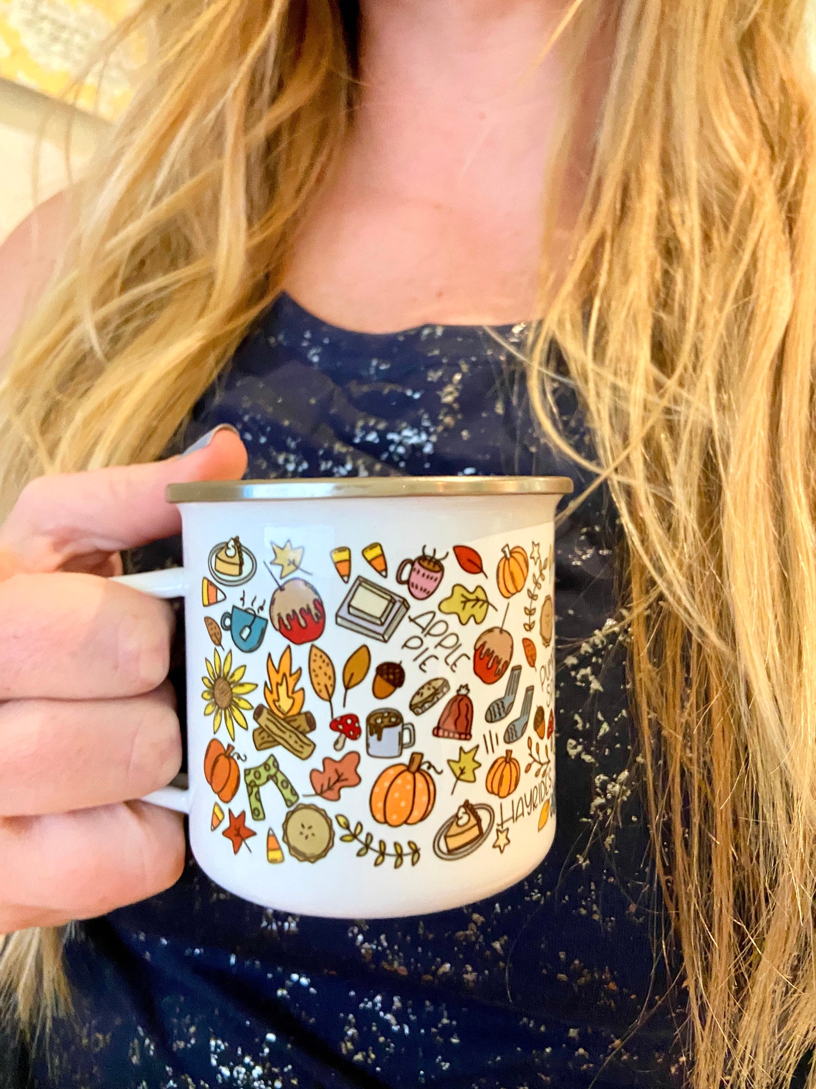 Fall Camping Mug Enamel Mug Autumn Mugs Gifts for Her | Etsy