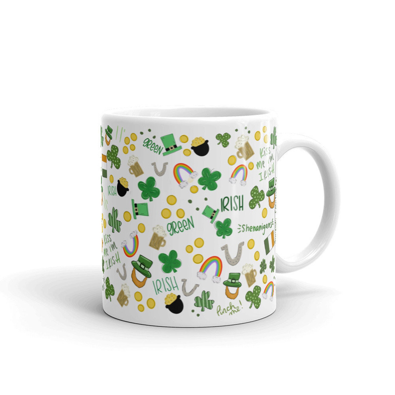 St. Patrick's Day Coffee Mug, St Patty's Mug, Lucky Shamrock Mug, Kiss ...