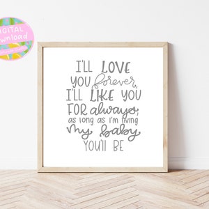 I Love You Forever Printable// Forever and Always Print// Nursery Wall ...