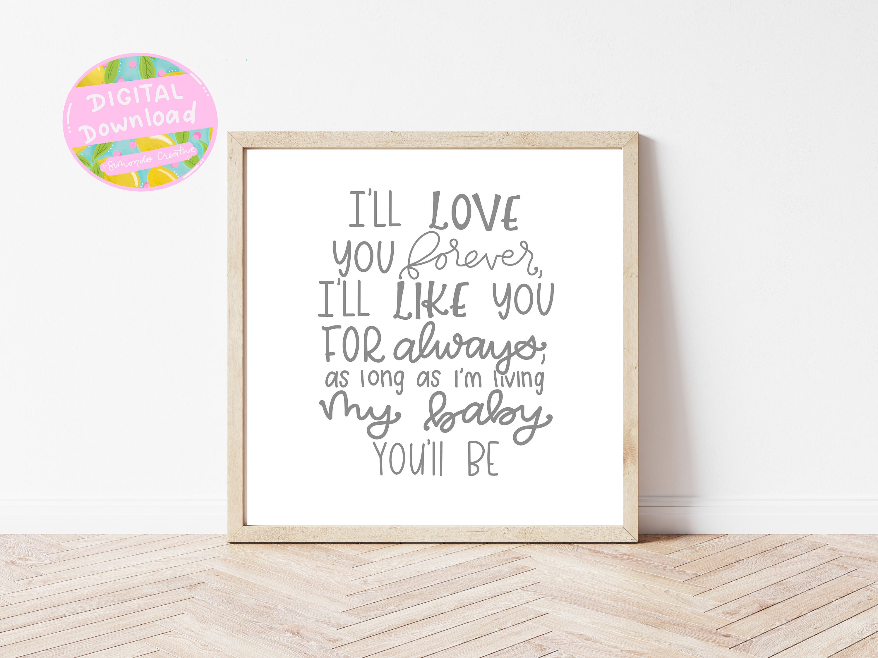 I Love You Forever Printable// Forever and Always Print// Nursery Wall ...