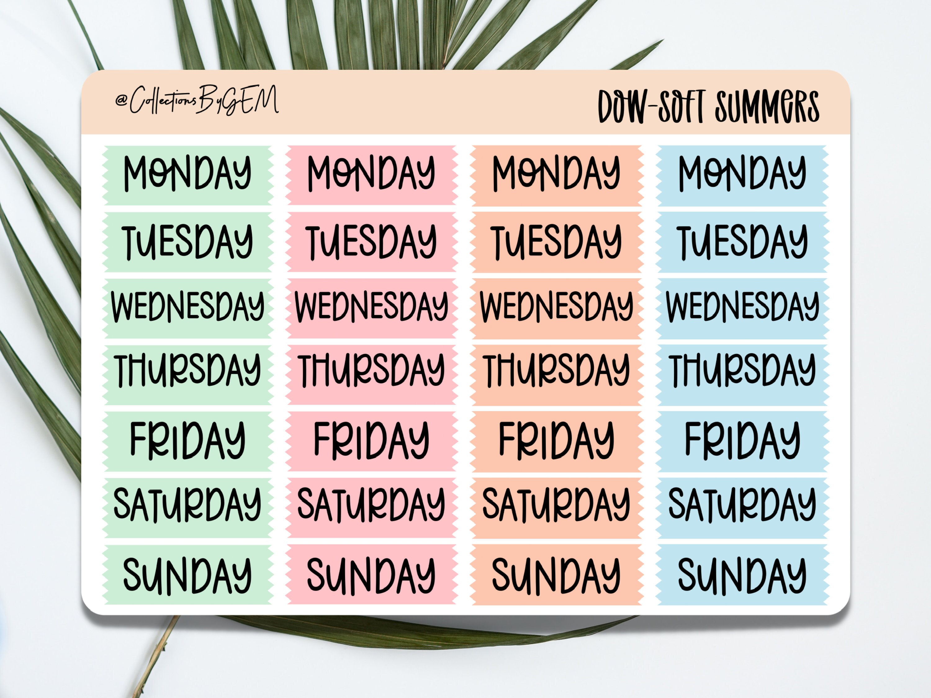 Hand Lettered Days of the Week Stickers/ Script Text Colorful - Etsy