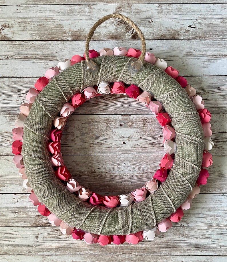 Pink Paper Flower Wreath Pink Ombre Door Hanger Rolled | Etsy