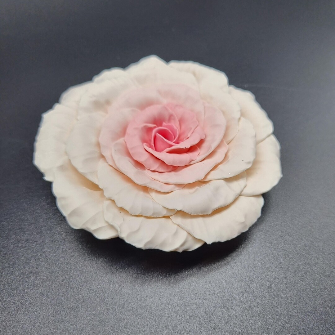 3D Rose Wall Sculpture, Polymer Clay, Handmade Clay Floral Art in Soft ...