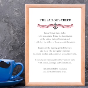 Sailor's Creed | US Navy | Gift for Sailor | American Soldier | Armed ...