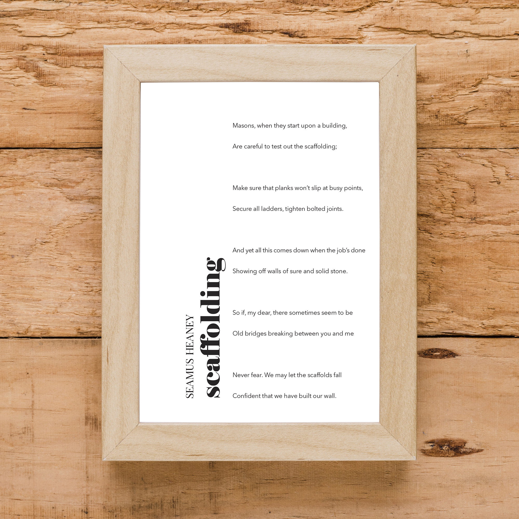 Scaffolding Seamus Heaney Poem Friendship Relationship | Etsy