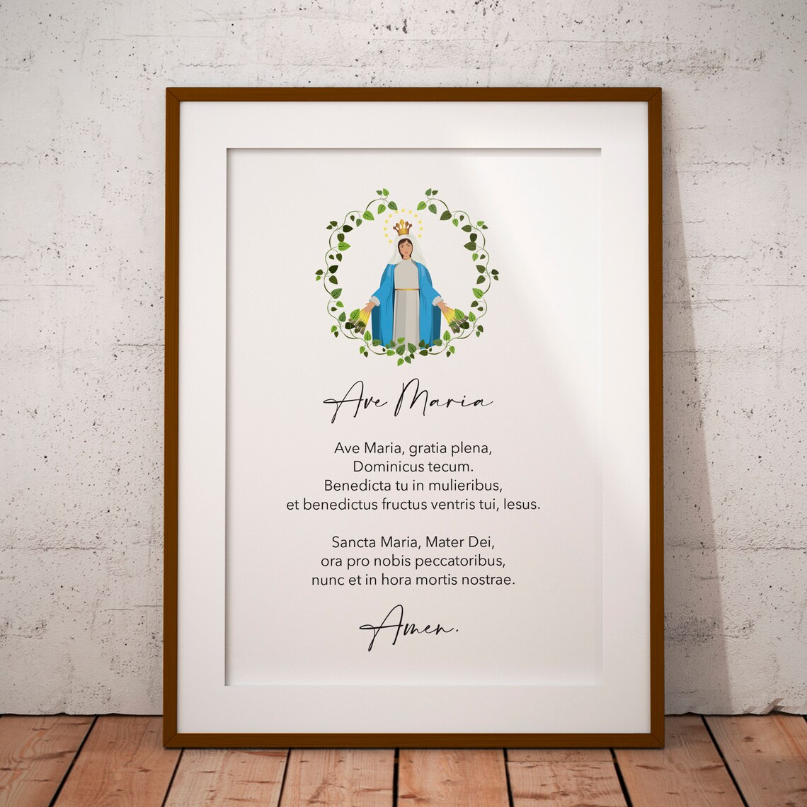 Ave Maria Latin Hail Mary Prayer Religious Christian | Etsy