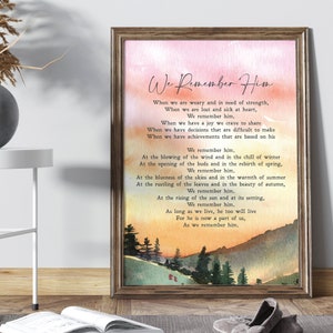 We Remember Him | Poem | Funeral Poem | Sympathy Gift | Bereavement ...