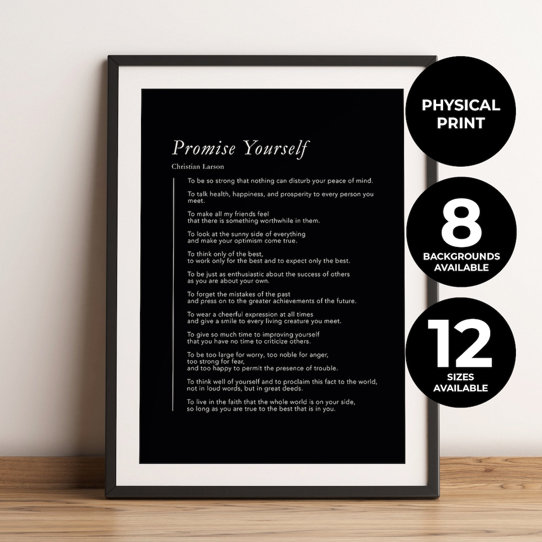 Promise Yourself | Christian Larson | the Optimist's Creed | Poem ...