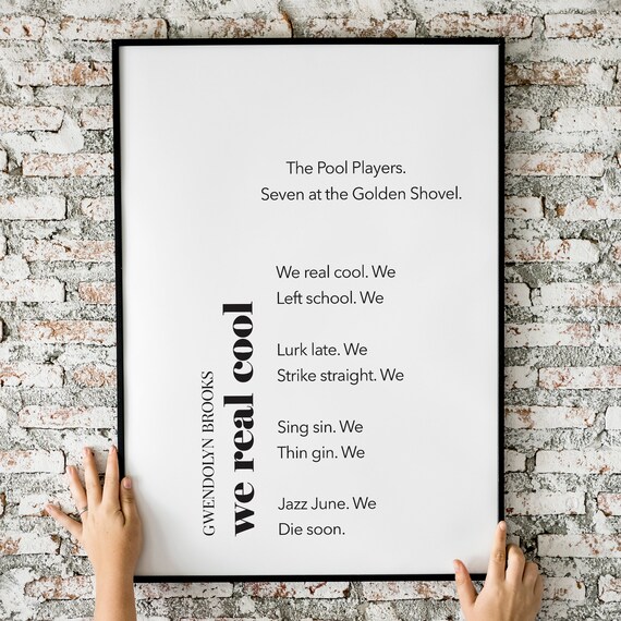 We Real Cool Gwendolyn Brooks Poem Teenagers Rebel - Etsy