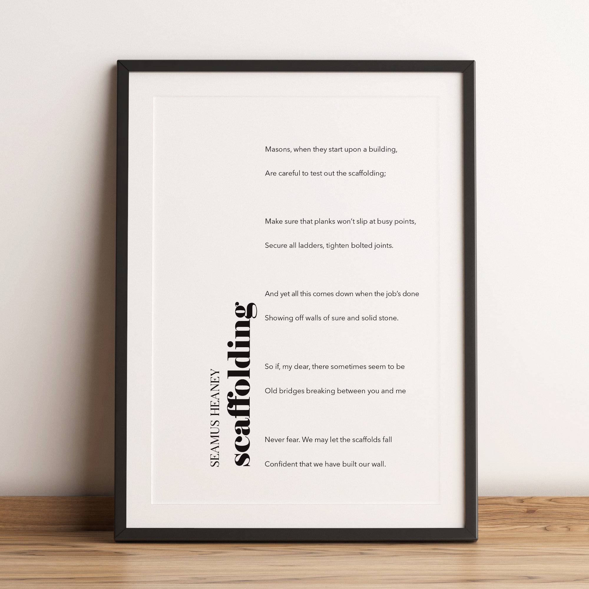 Scaffolding Seamus Heaney Poem Friendship Relationship | Etsy