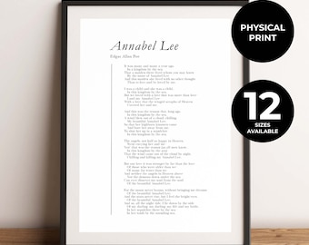 Annabel Lee by Edgard Allan Poe Edgard Allan Poe Poem Wall - Etsy