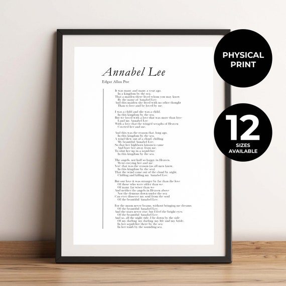 Annabel Lee Edgar Allan Poe Poem American Gothic | Etsy