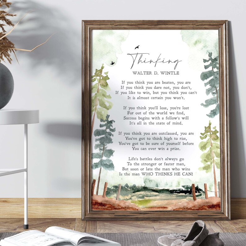 Thinking Walter D Wintle Poem Thinking Poem Inspiring - Etsy UK