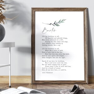 Barter | Sara Teasdale | Poem | Life | Motivation | Inspiration | Print ...