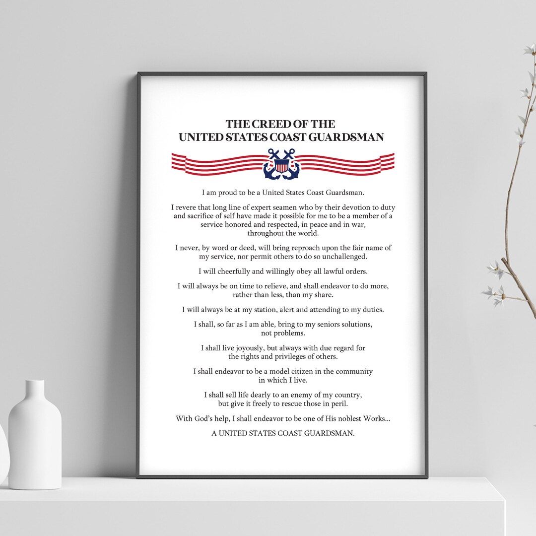 Coast Guard Creed | United States | Gift for Sailor | American Soldier ...