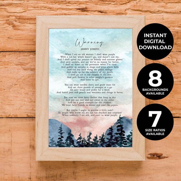 Warning by Jenny Joseph Print - Etsy
