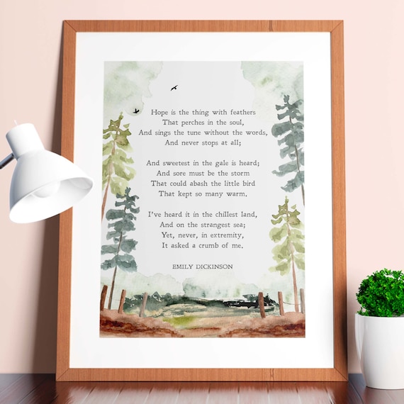 Hope is the Thing With Feathers Emily Dickinson Poem | Etsy