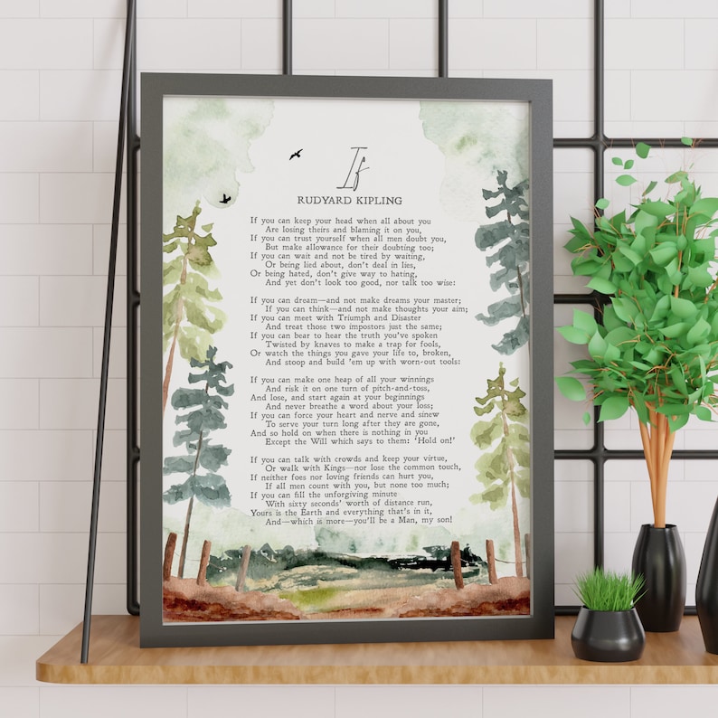 If Rudyard Kipling Poem Literature Print Wall Art - Etsy