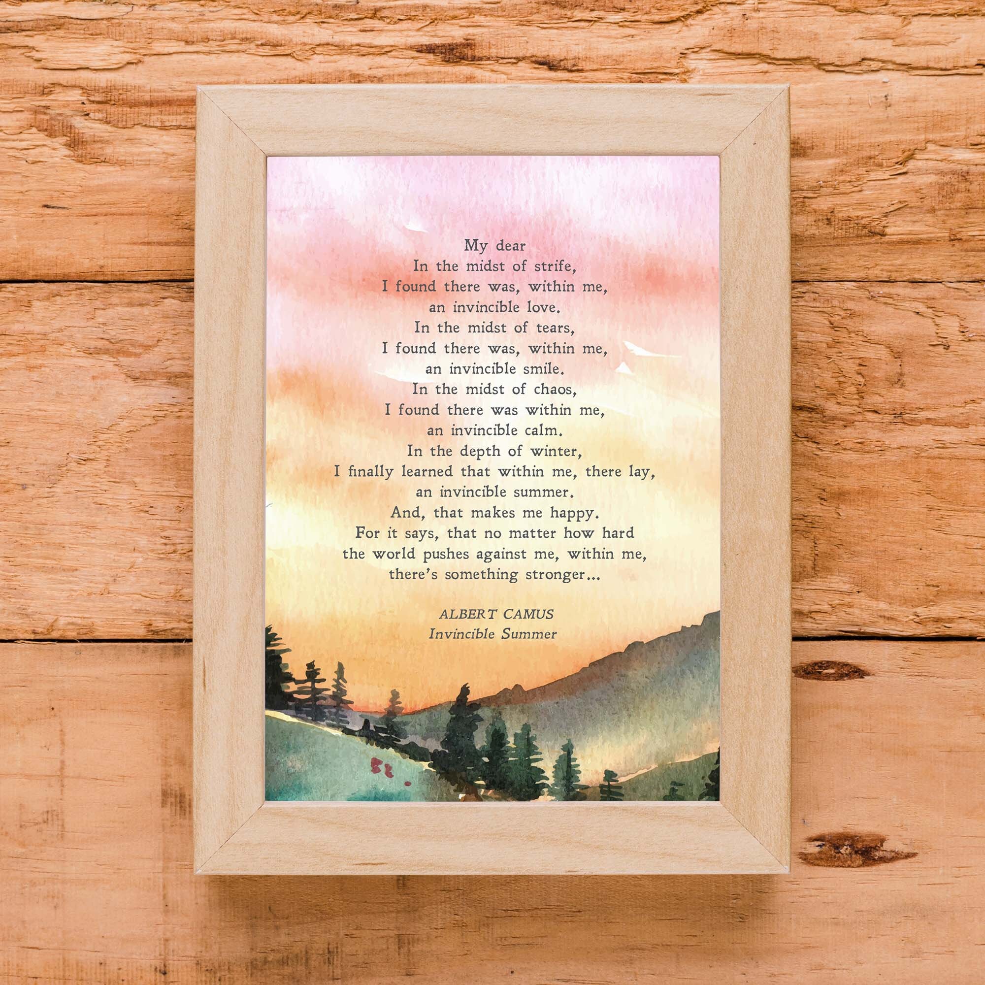 Invincible Summer V2 Albert Camus Poem Literature | Etsy