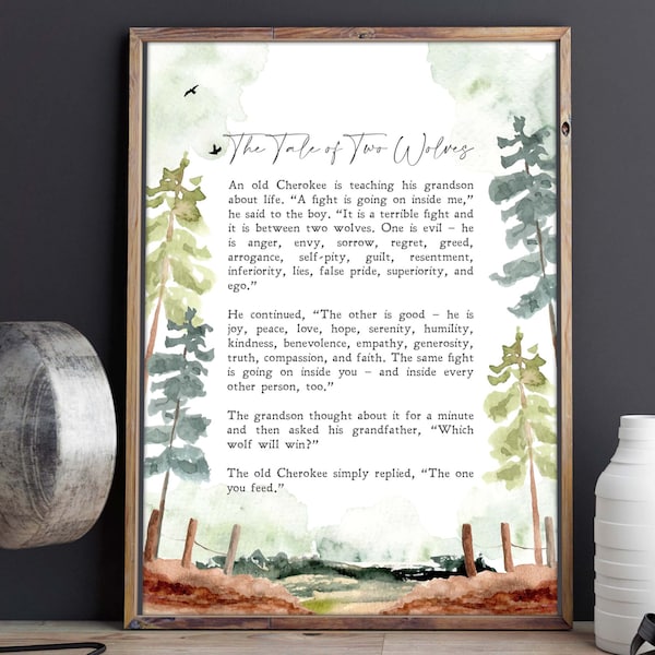 Tale of the Two Wolves Poster - Etsy