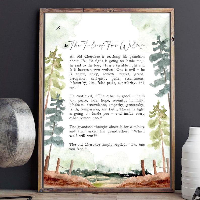 Tale of Two Wolves Quote Poster Native American Leadership - Etsy