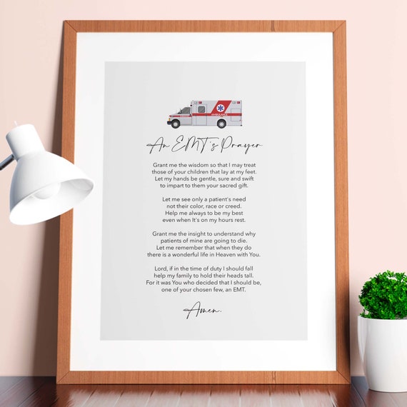 An Emt's Prayer First Responder Christian Wall Art | Etsy