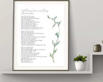James Weldon Johnson Lift Every Voice and Sing Poem Art Print - Etsy