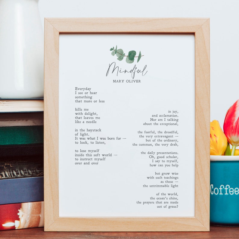 Mindful Mary Oliver Poem Wonder Perception | Etsy