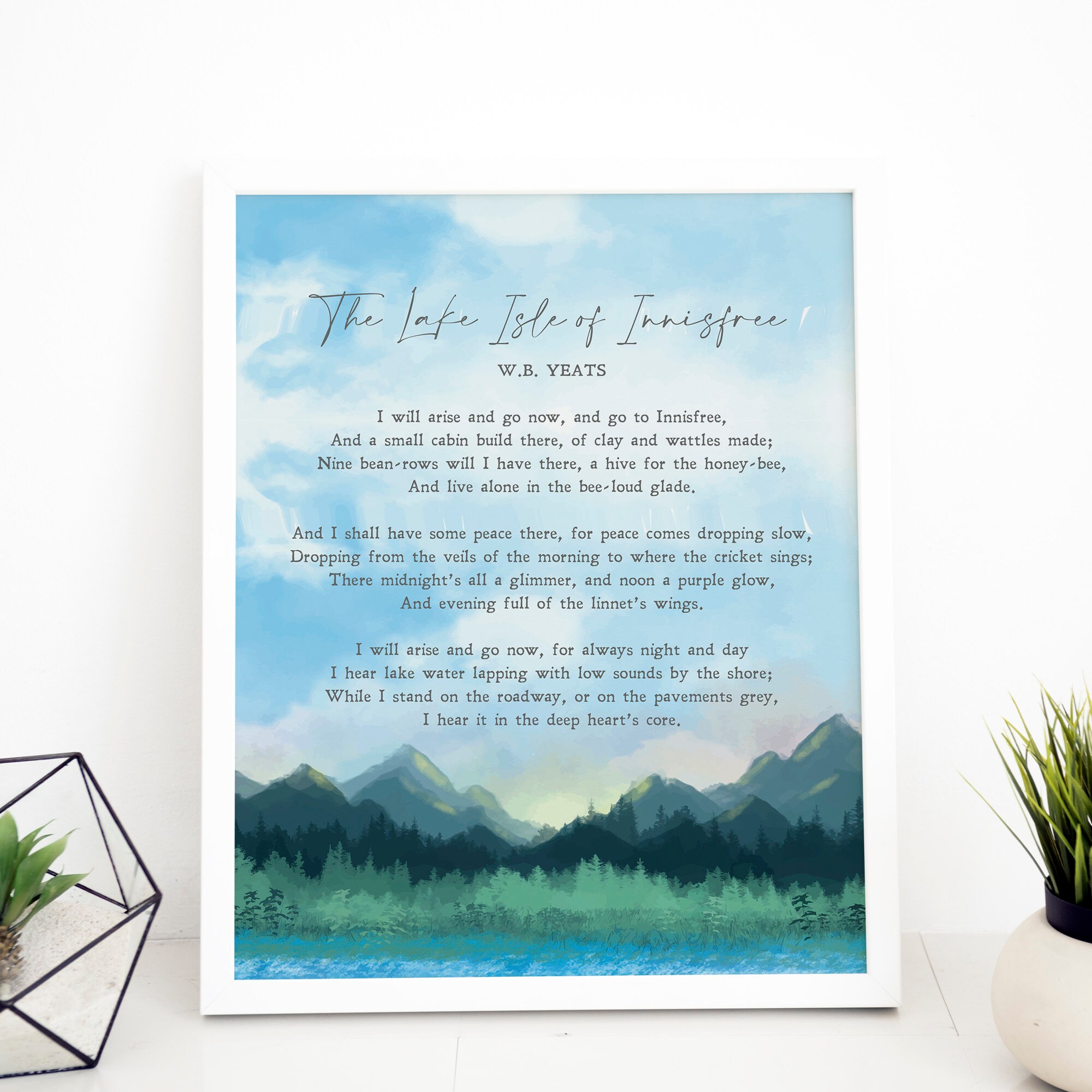Lake Isle of Innisfree Poem William Butler Yeats Poem | Etsy