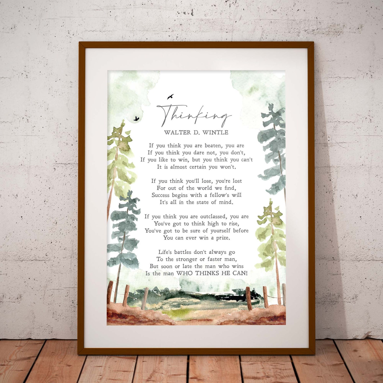 Thinking Walter D Wintle Poem Thinking Poem Inspiring - Etsy