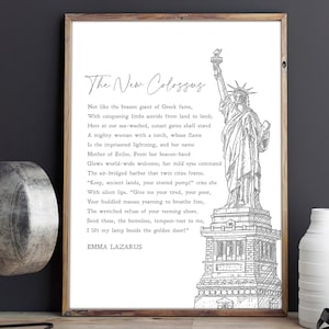The New Colossus | Emma Lazarus | Poem | Statue of Liberty | Lady ...